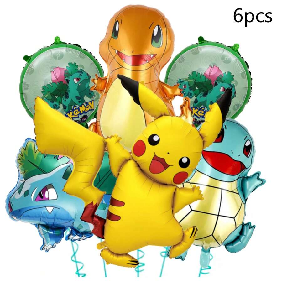 pokemon 6pcs Pokemon Party Supplies, Pokemon Aluminium Balloons For ...