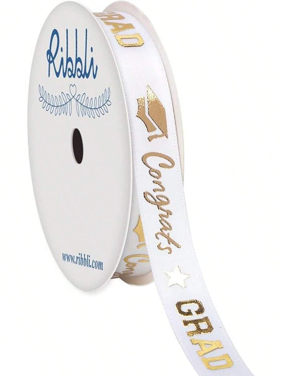 Ribbli Graduation Ribbon,Congrats Grad Black&Gold Satin Ribbon Use ...