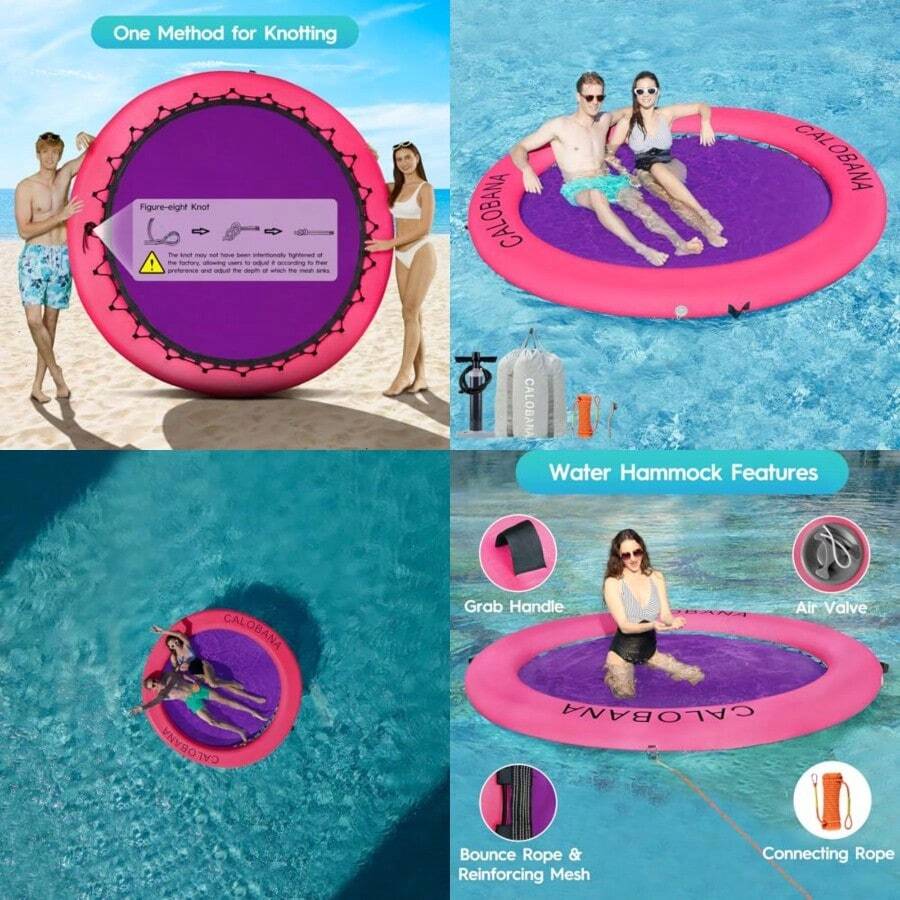 Inflatable Floating Dock Platform MultiPeople Round Water Hammock ...