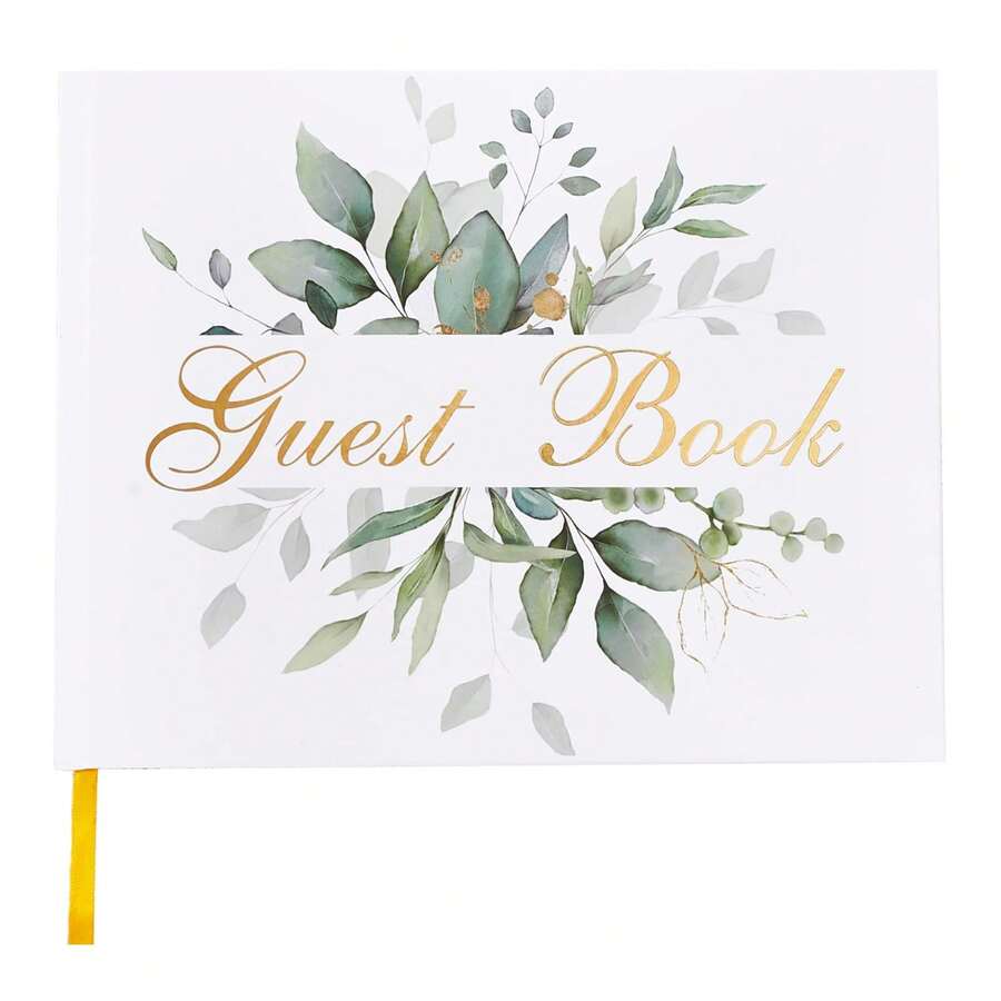 Greenery-Themed Keepsake Sign-In Album – Gold Foil Hardcover Memory ...