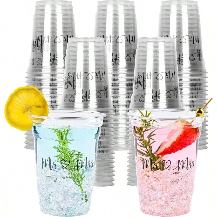 Cool Summer50Pcs Mr And Mrs Plastic Cups Wedding Bridal Shower ...