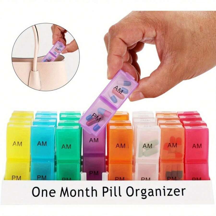 Monthly Pill Box Organizer - 2 Times A Day AM PM, 31-Day Medicine ...