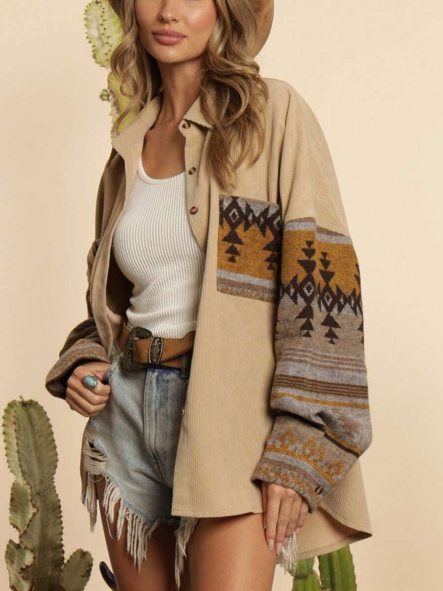 Felt Corduroy Oversized Shaket | SHEIN USA