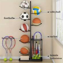 Multi-Layer Floor Standing Ball Storage Rack, For Basketball, Football ...