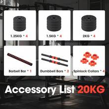 SUN YEE 20KG Adjustable Dumbbell Barbell Set Home Gym Weights Exercise ...