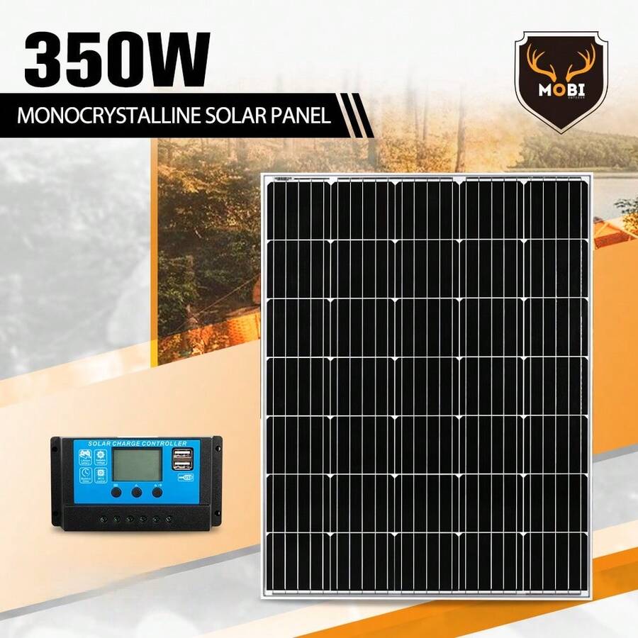 Mobi 350W Fixed Solar Panel Mono Cell With 20A 12V 24V PWM Regulator ...