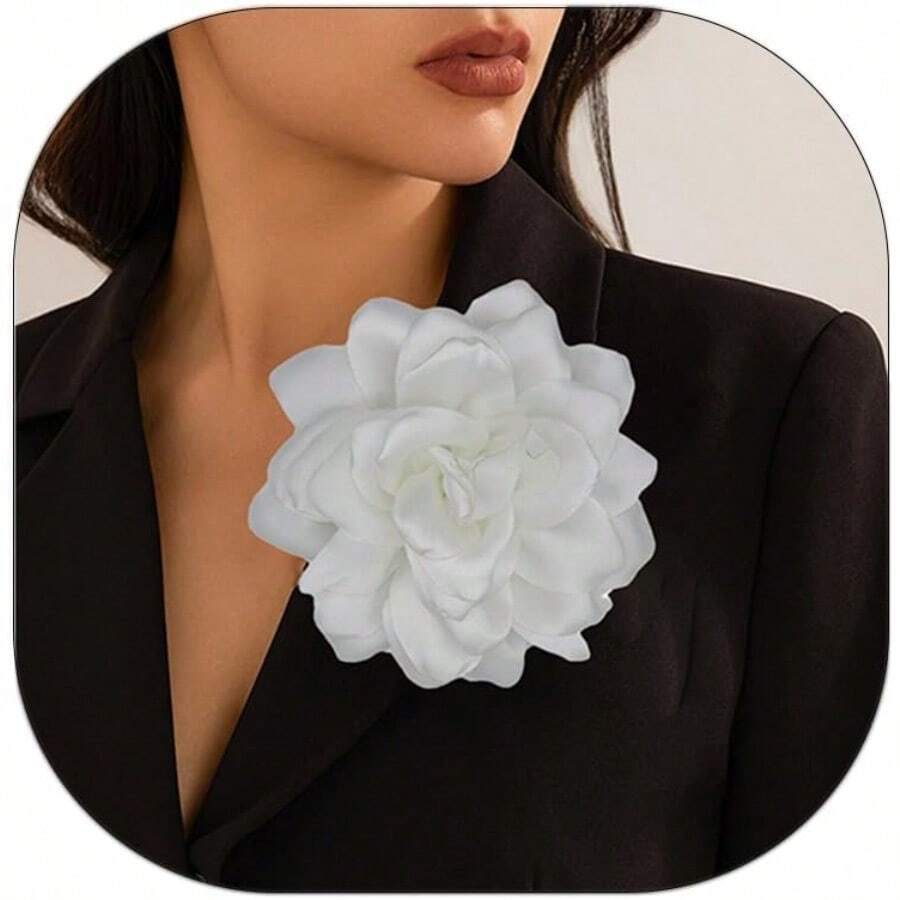 Pinlet Satin Fabric Rose Flower Brooches Handmade Floral Accory For ...