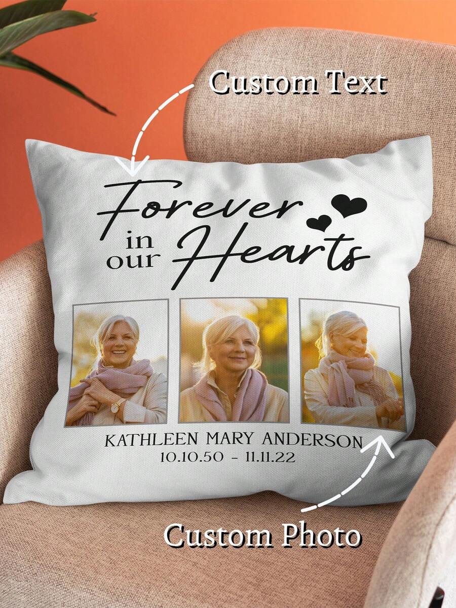 1 Custom Photo & Text Pillow | Personalized Family Photo Throw Pillow ...