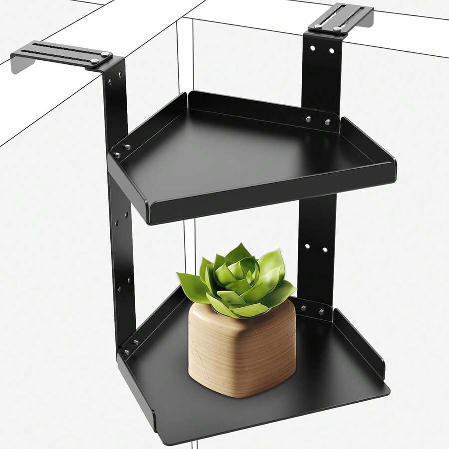 2 Layers Office Cubicle Shelf For Office Decor With Adjustable Hangers ...