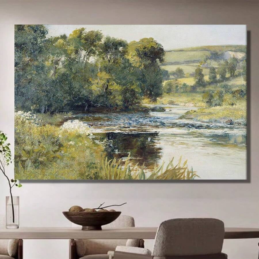 Framed Retro Landscape Framing Pictures, Natural Scenery Posters, River ...
