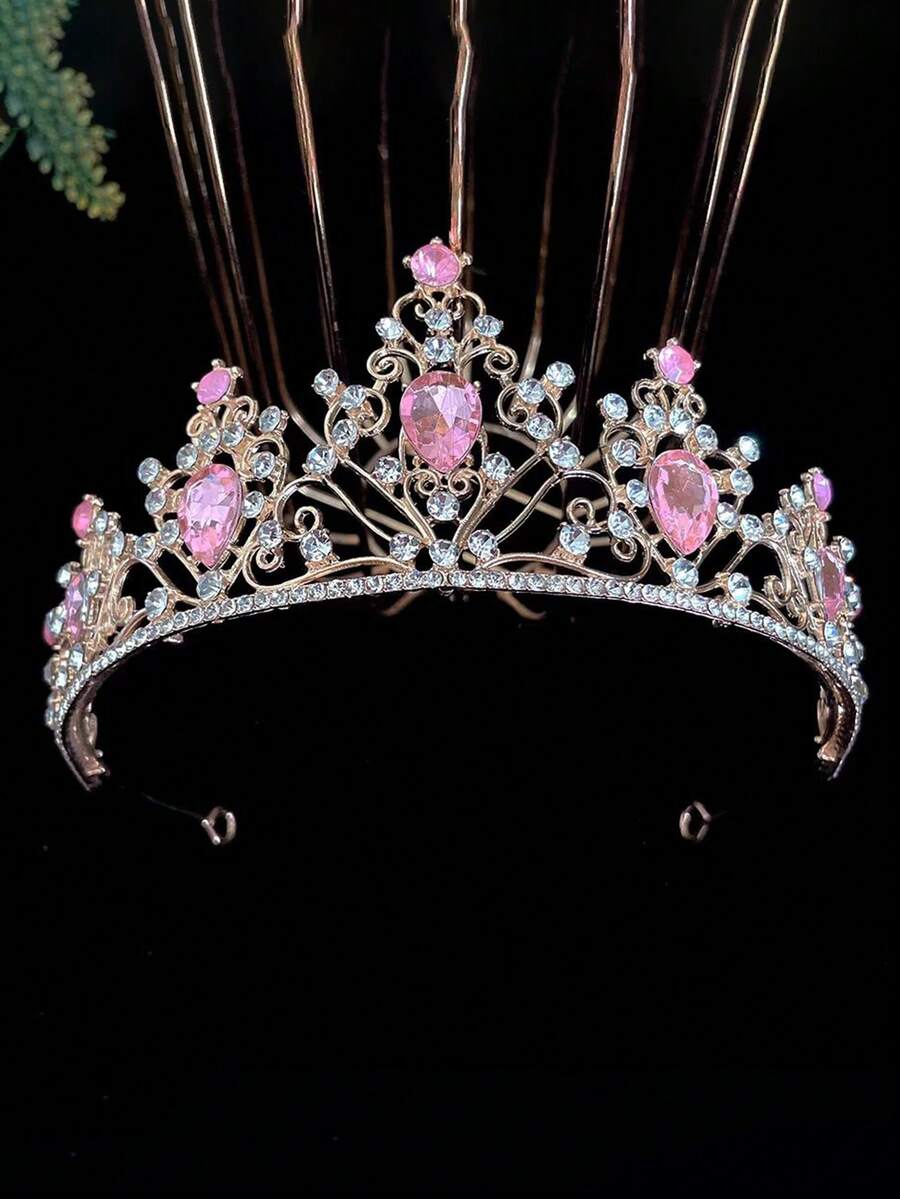1pc Elegant Princess Crystal Diamond Crown - Shiny Alloy Hair Accessory ...