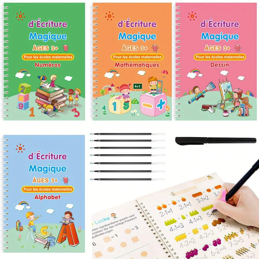 1/4 Sets Magic Calligraphy Workbook, French Calligraphy Practicing Book ...