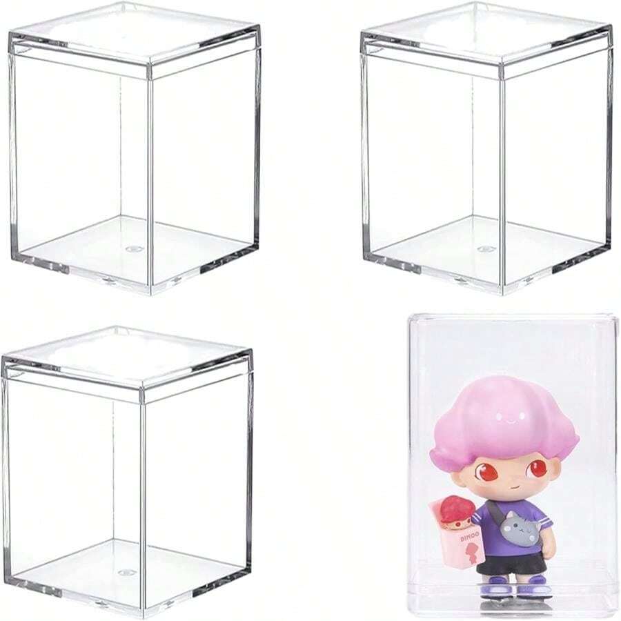 KissYou Small Acrylic Box With Lid, Clear Boxes 4 Pack Transparent ...