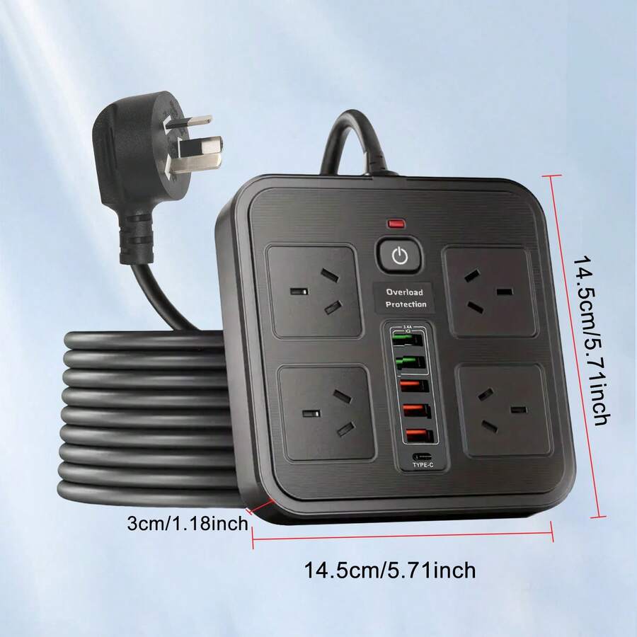 Surge Protector Power Board Power 4 Outlets Strip Individual Switch USB ...