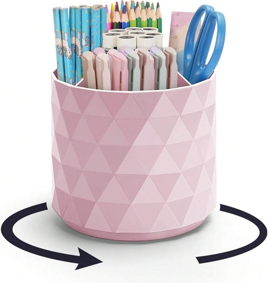 2025Hot-Desk Organizer,Sparkling-Like Pen Holder Desk 360°Rotating ...
