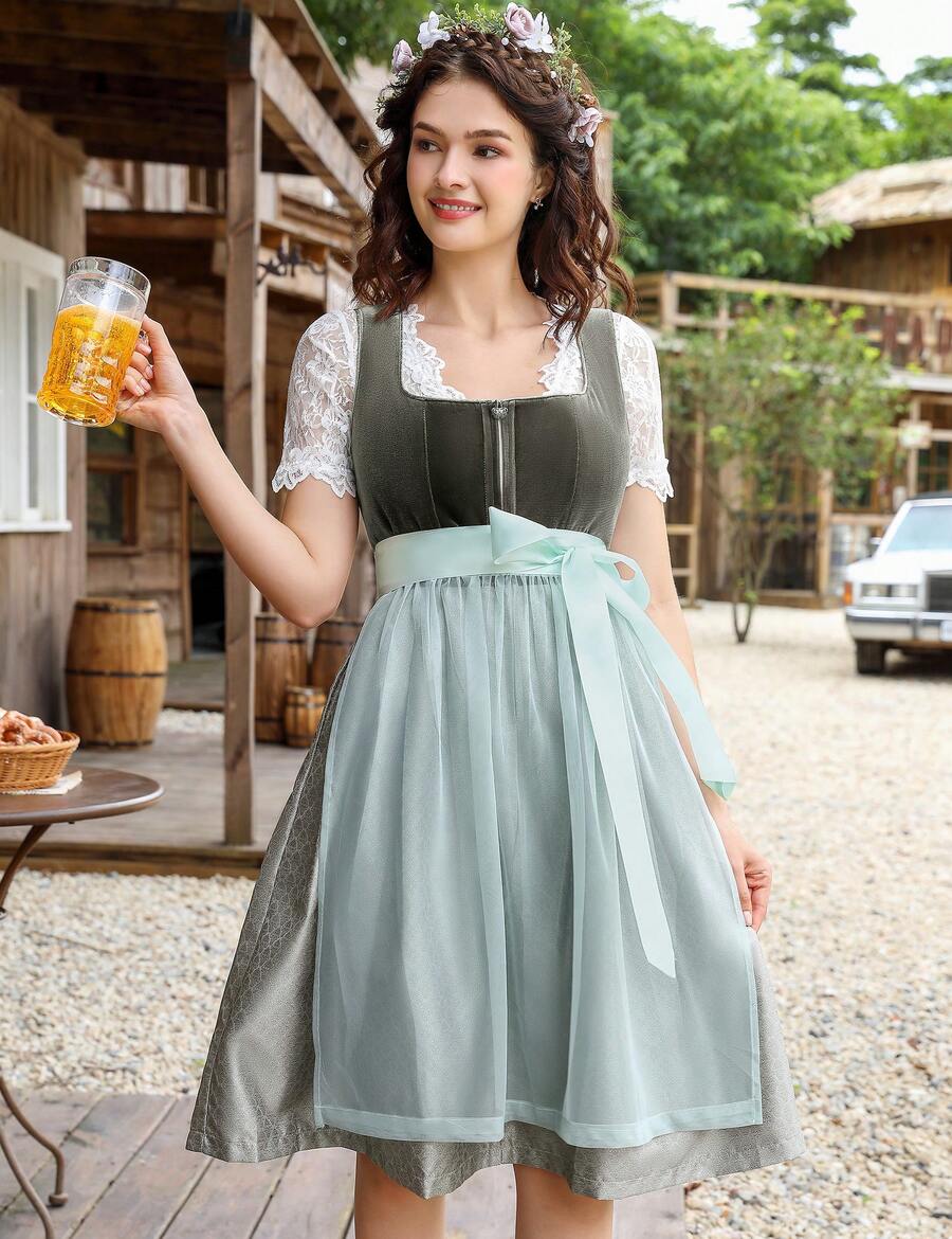 Yesfashion Women's Oktoberfest Dirndl 3 Pieces Dress Costumes For ...