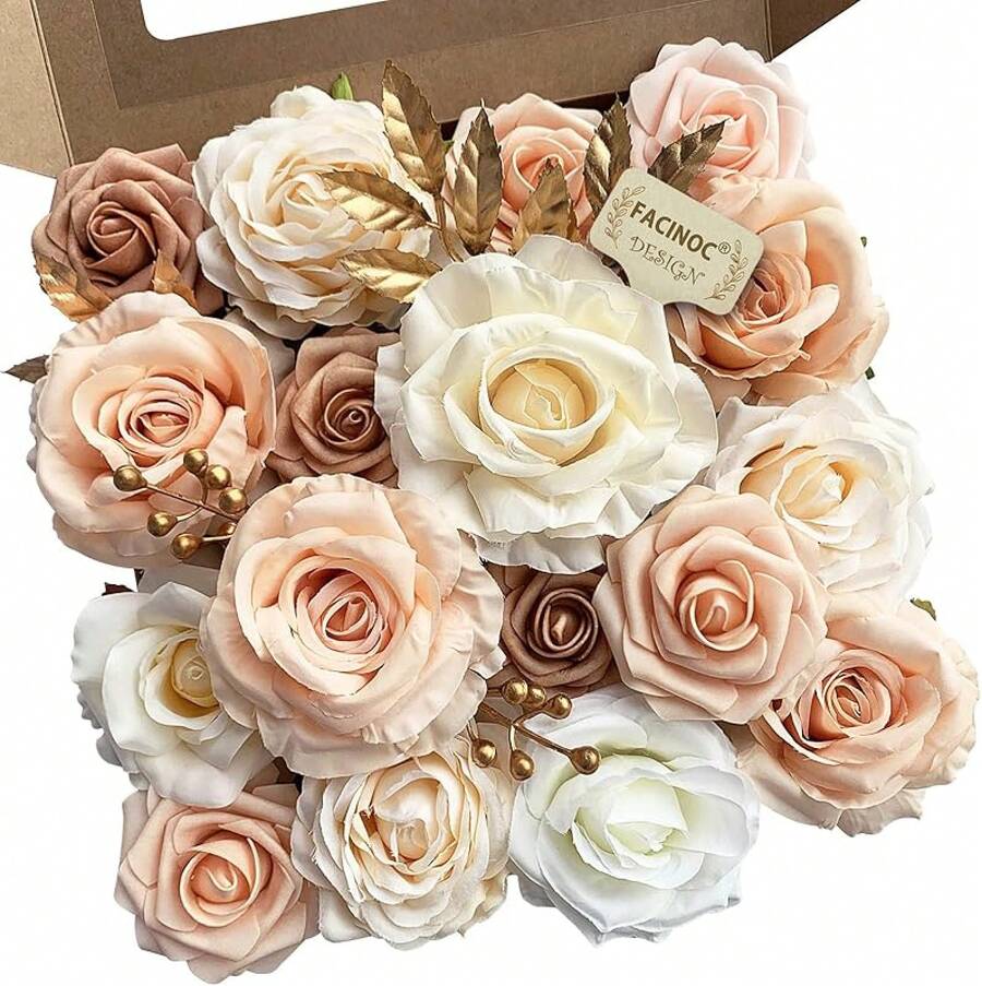 Roses Artificial Flowers Pink Bouquets Box Set Bridal Wedding Shower ...