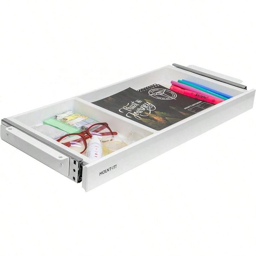 Under Desk Storage - Shallow Under Desk Drawer Organizer - Standing ...