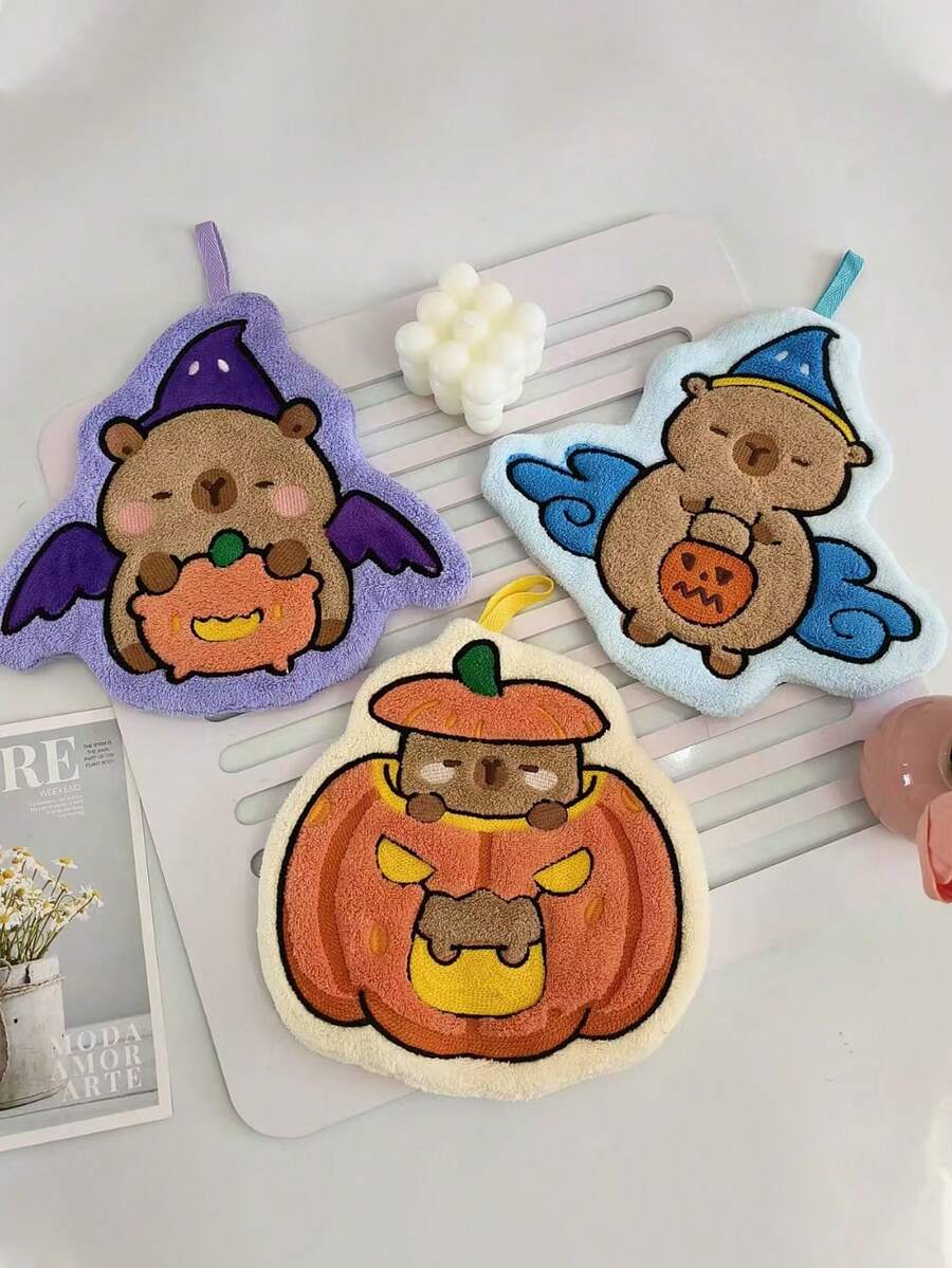 Toalha de Mão Capivara de Halloween, Toalha de Mão de Pelúcia Coral ...