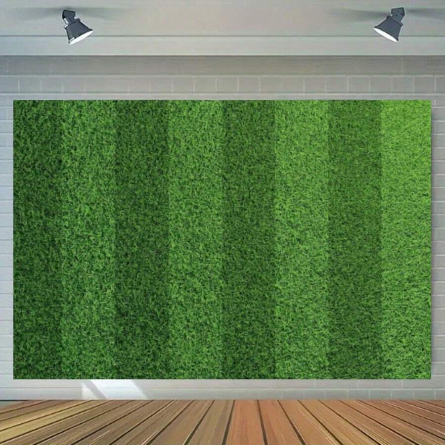 1 pieza Fondo de fiesta de campo de fútbol 2D de césped verde, pancarta ...