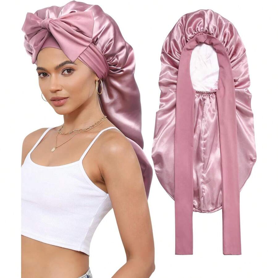 Reversible Long Hair Bonnet Satin Bonnet For Braids Sleep Bonnets For ...