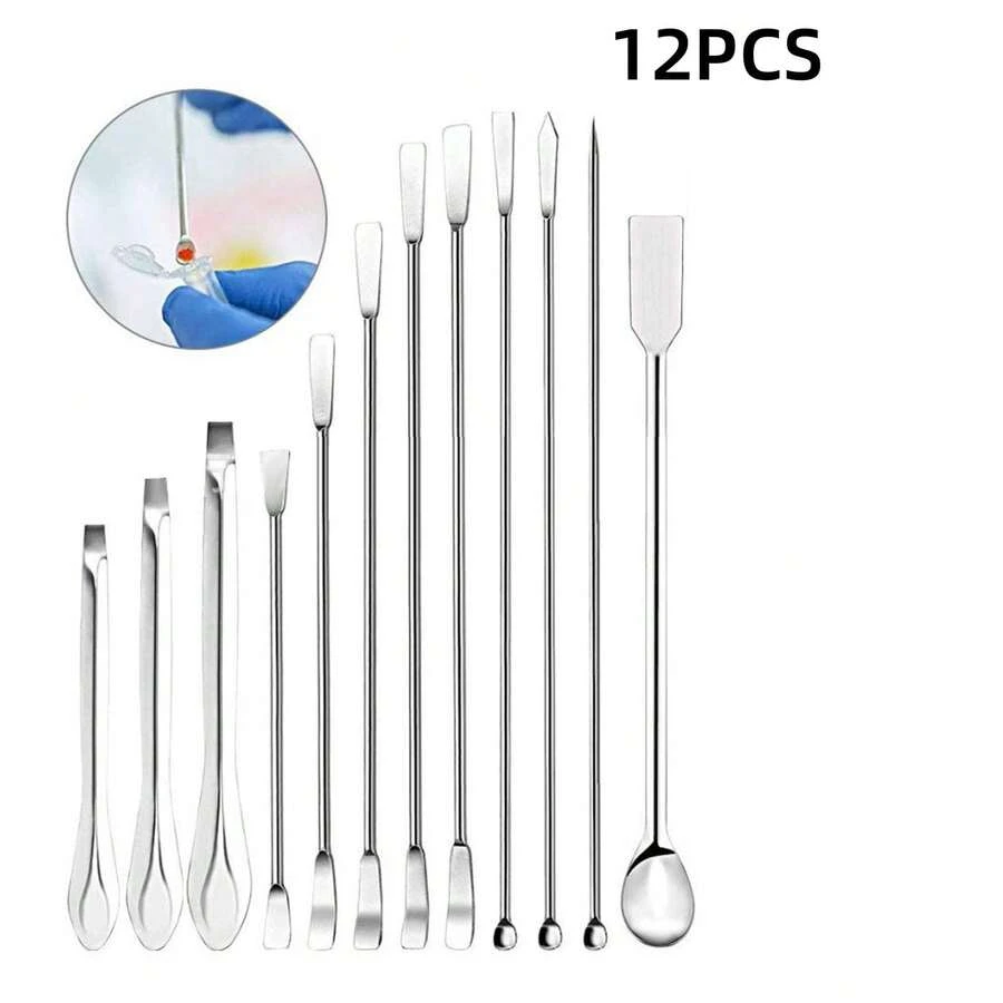 12pcs Stainless Steel Laboratory Spatulas, Micro Double Ended ...