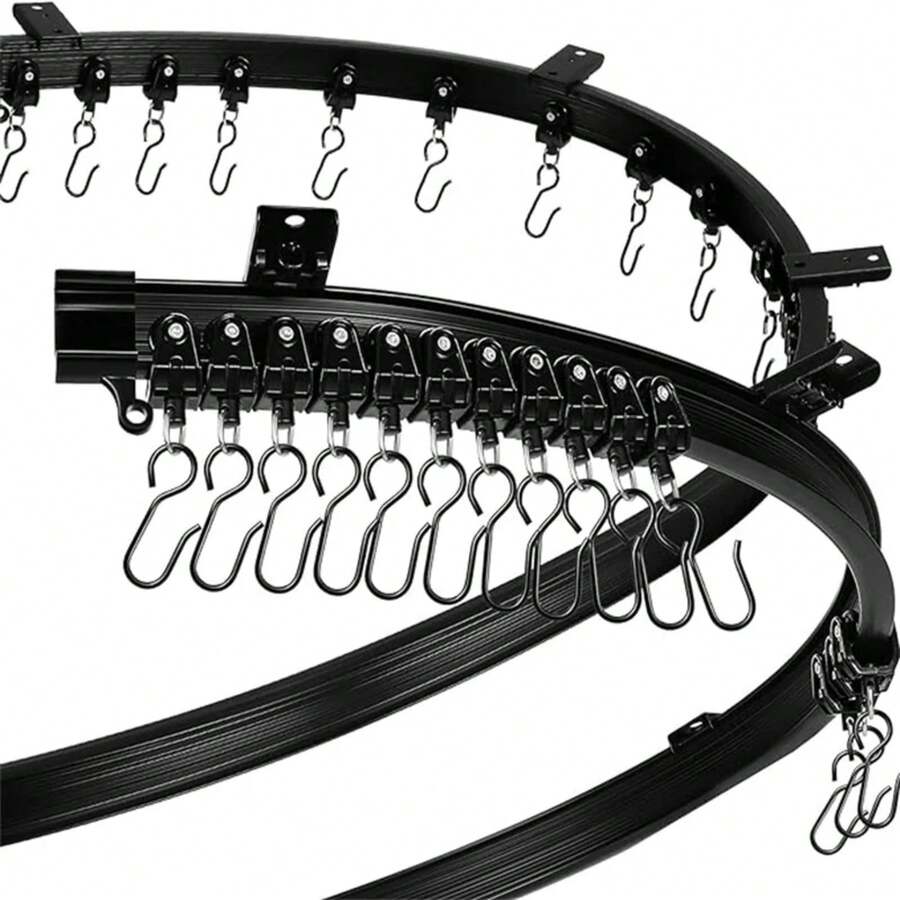 Flexible Bendable Curtain Track Ceiling Wall Mount Black Curved Heavy ...