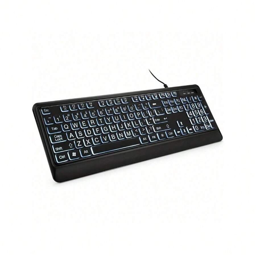 Large Print Backlit Keyboard, USB Wired Computer Keyboard, Full Size ...