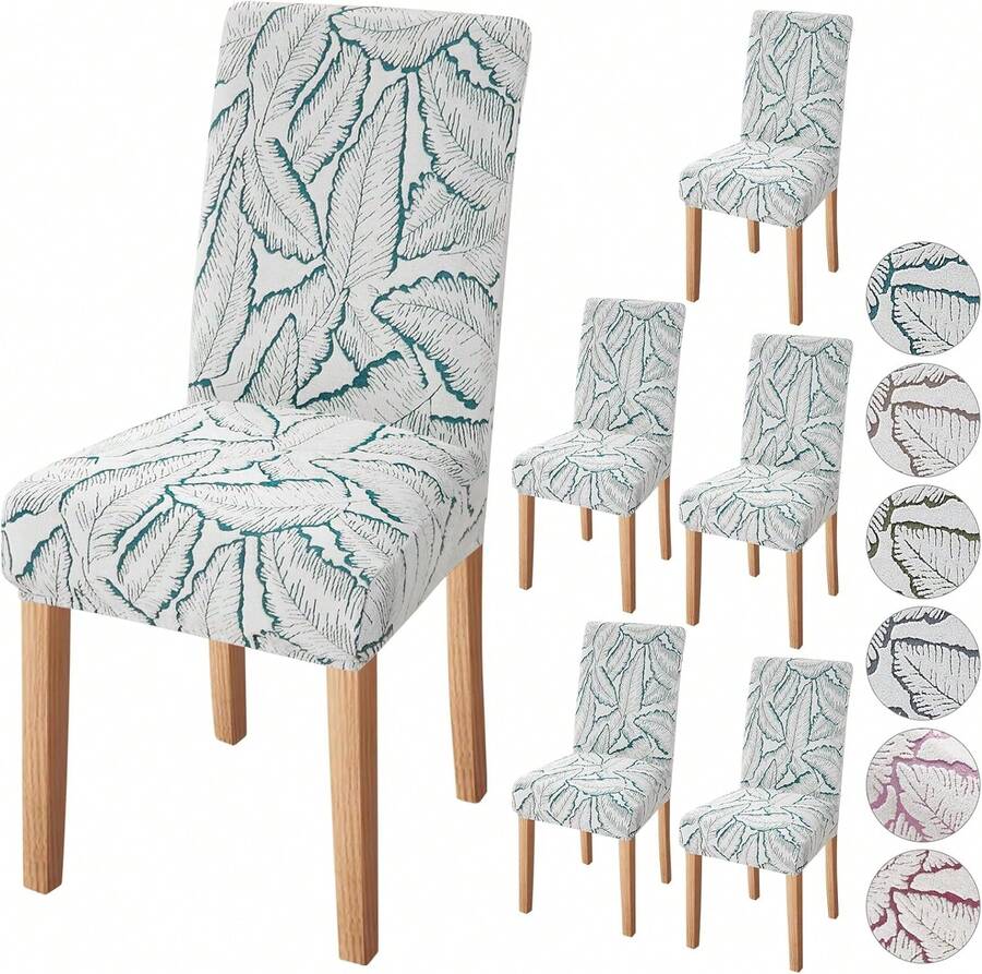 Dining Chair Covers 6 Pack, Solid Stretch Washable Kitchen Slip Covers ...