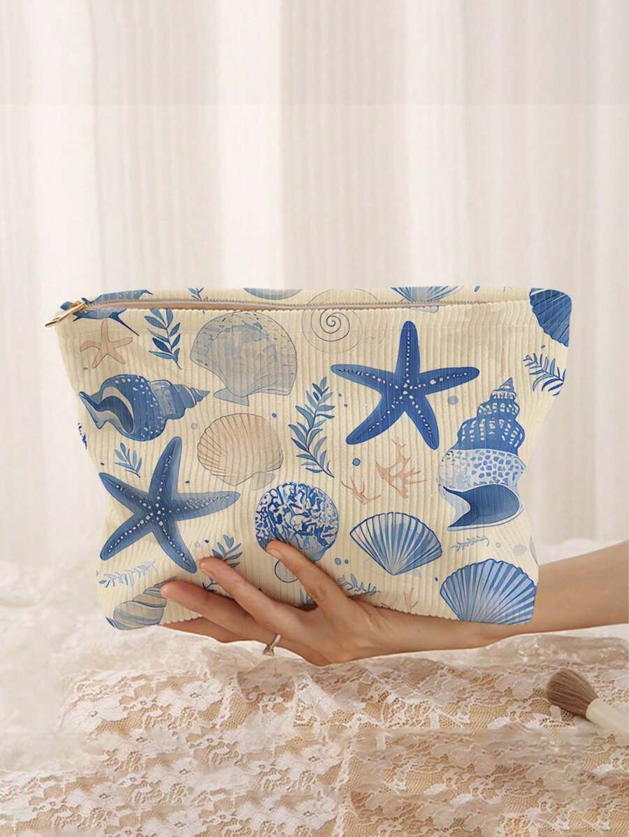 Schalen-Muster Cord Make-up Tasche, leichte Reise Reißverschluss ...