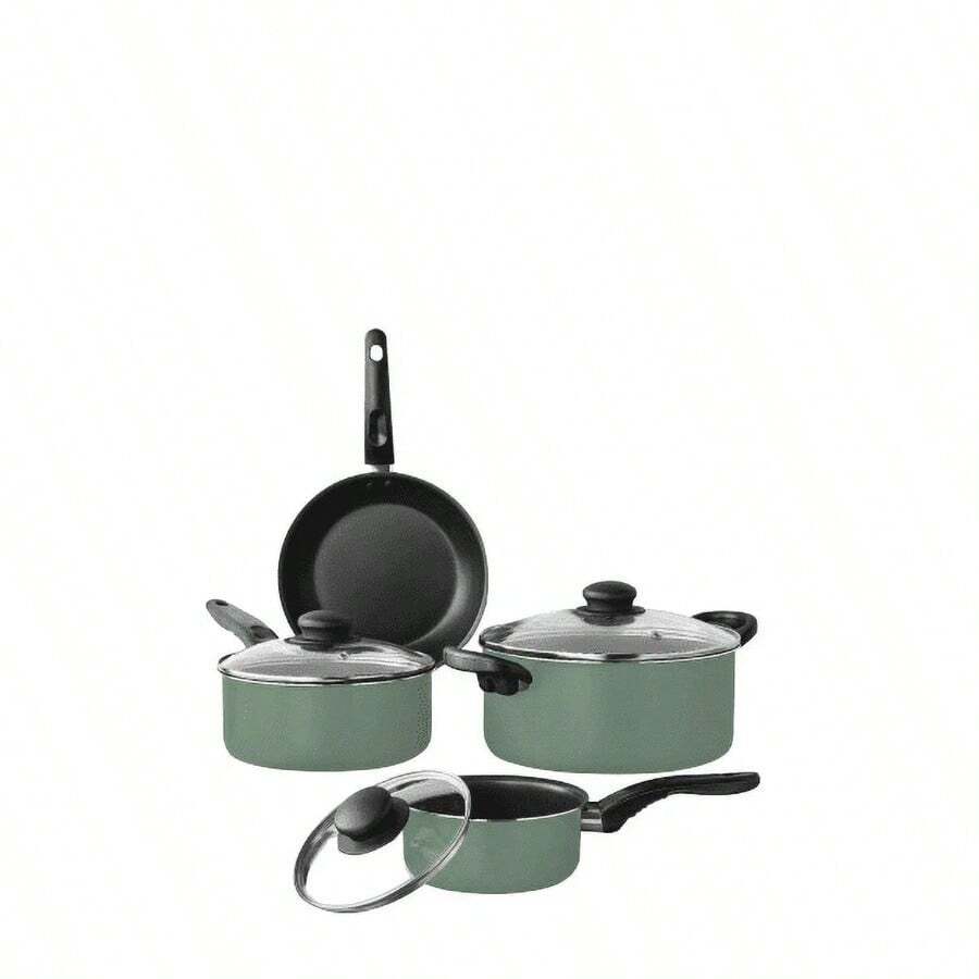 7 Piece Nonstick Aluminum Pots And Pans Cookware Set, Green | SHEIN USA