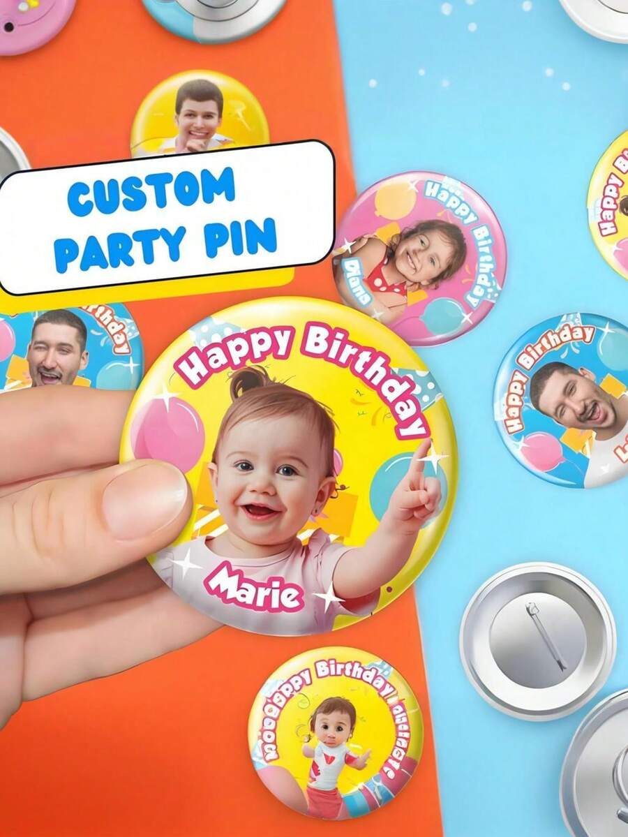 Custom Birthday Face Pins, Personalized Face Pins For Birthday Party ...