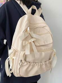 Simple Large Capacity Backpack With Bow Decor Fashion Style | SHEIN USA