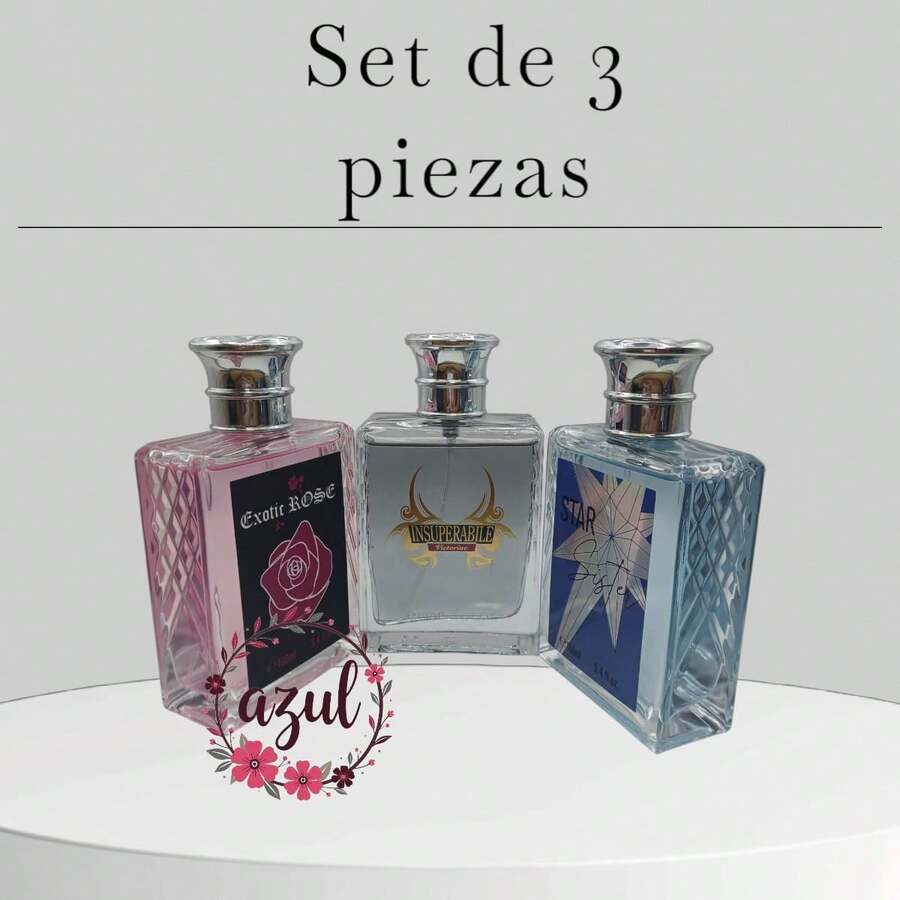 SET DE PERFUME, 3 PZAS DIFERENTES EXOTIC ROSE, STAR SISTER, INSUPERABLE ...