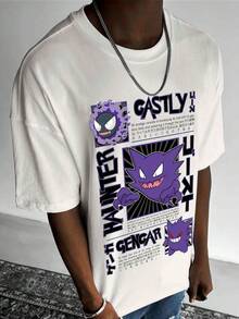 pokemon Men's Casual Cartoon Slogan Print Short Sleeve T-Shirt, Summer ...