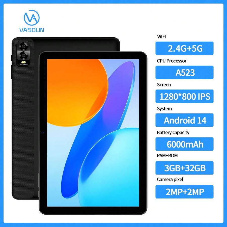 VASOUN Tablet Android 14 de 10 pulgadas, A523 de 8 núcleos a 2.0Ghz ...