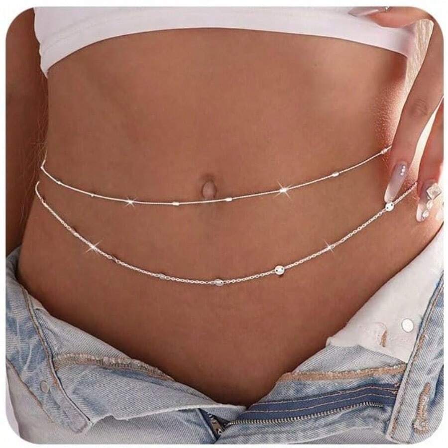 Body Chains For Women14K Gold Dainty Boho Layered Beach Waist Chain ...