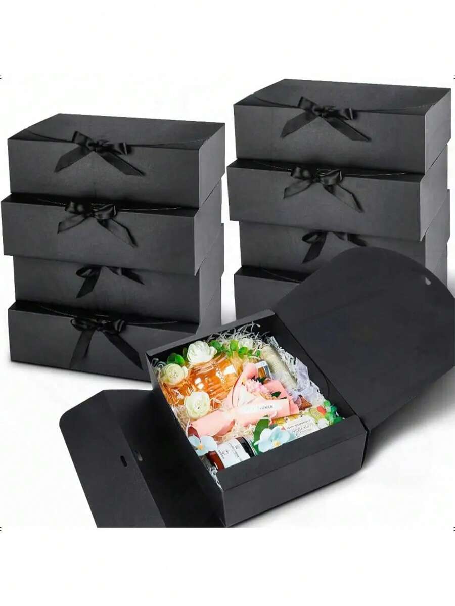 5pcs/10pcs Lidded Black Gift Boxes, Groomsman Proposal Boxes, Luxury ...