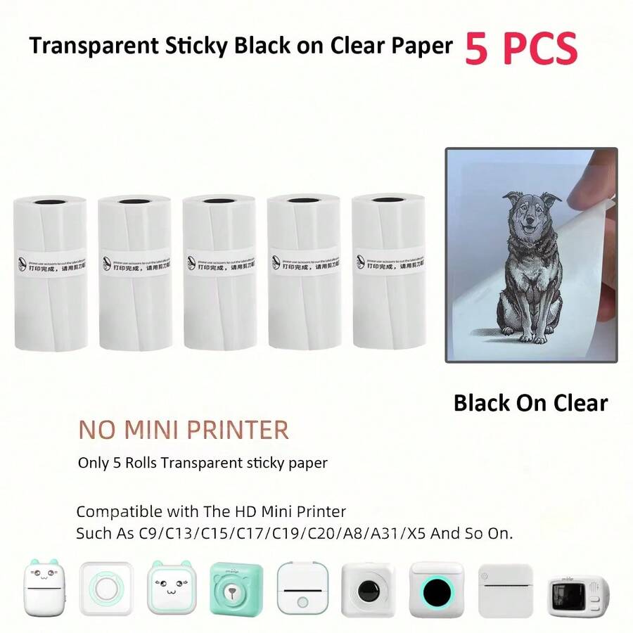Papel autoadhesivo térmico transparente para impresora de fotos ...