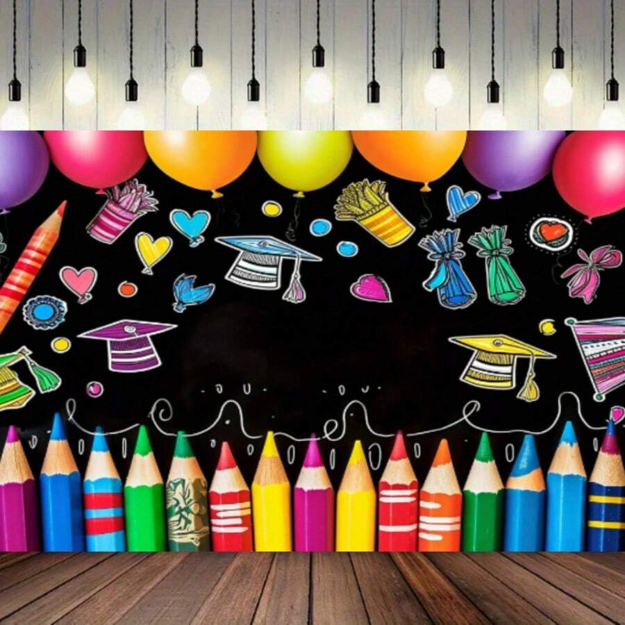 1pc Graduation Crayon Pattern Photography Background, Colorful ...