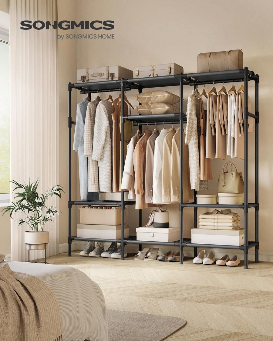 Clothes Rack, Portable Closet, Heavy Duty Wardrobe Closet Organizer ...