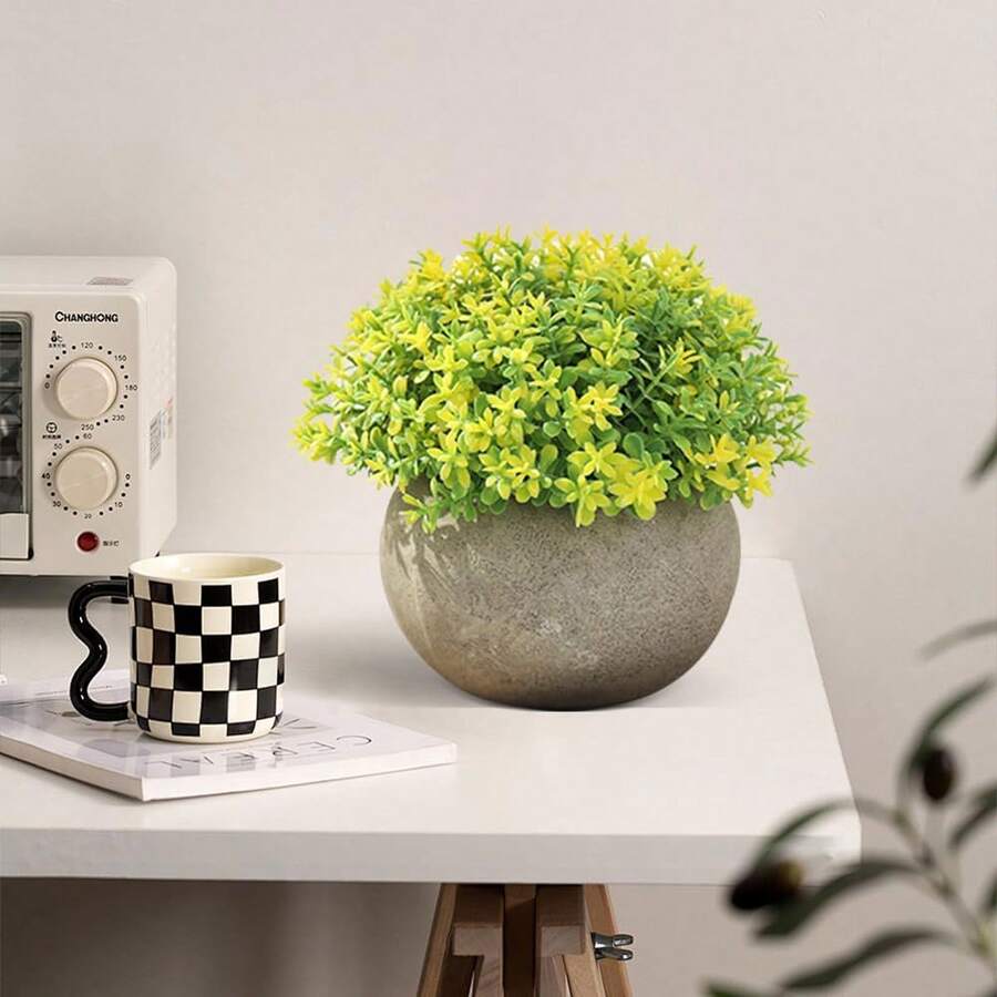 Mini Plastic Faux Plants In Pot Small Fake Greenery For Bathroom, House ...