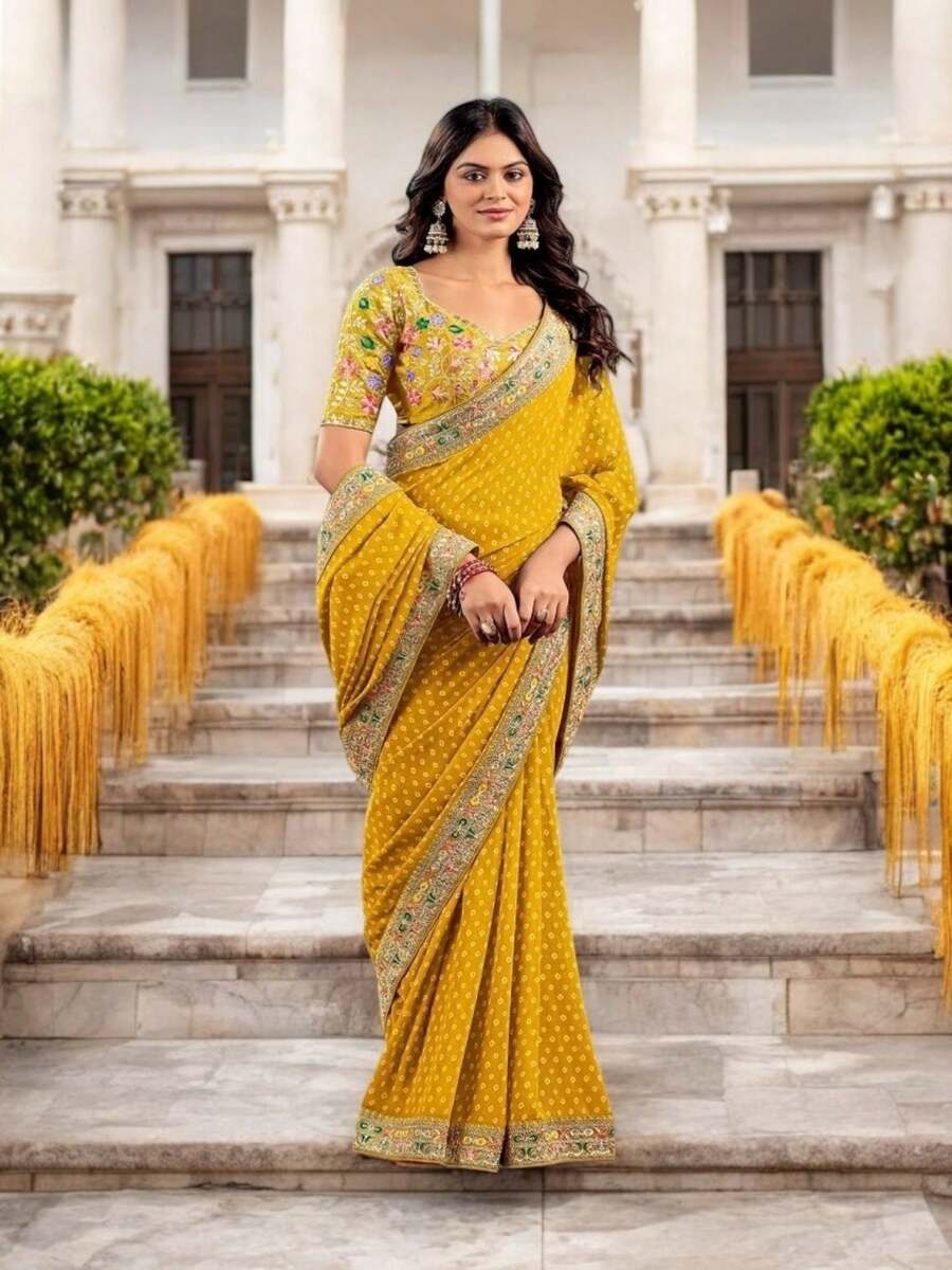 Georgette Traditional Designer Saree With Ready Blouse– Wear For Women ...