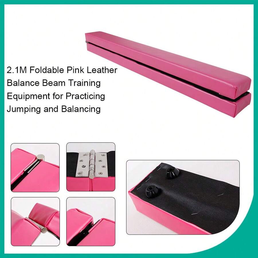 U'King 2.1M Folding Balance Beam, Purple Pink Green Leather Gymnastics ...