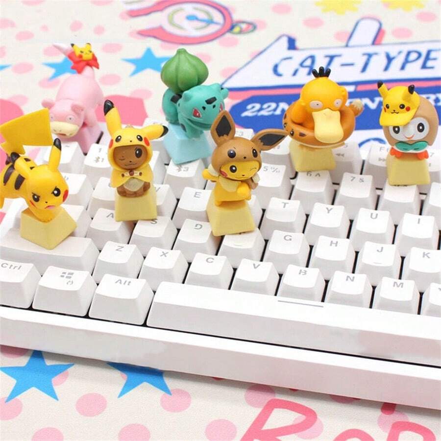 pokemon Anime Pokemon Keycap Sticker Cartoon DIY Pikachu Keycaps Theme ...