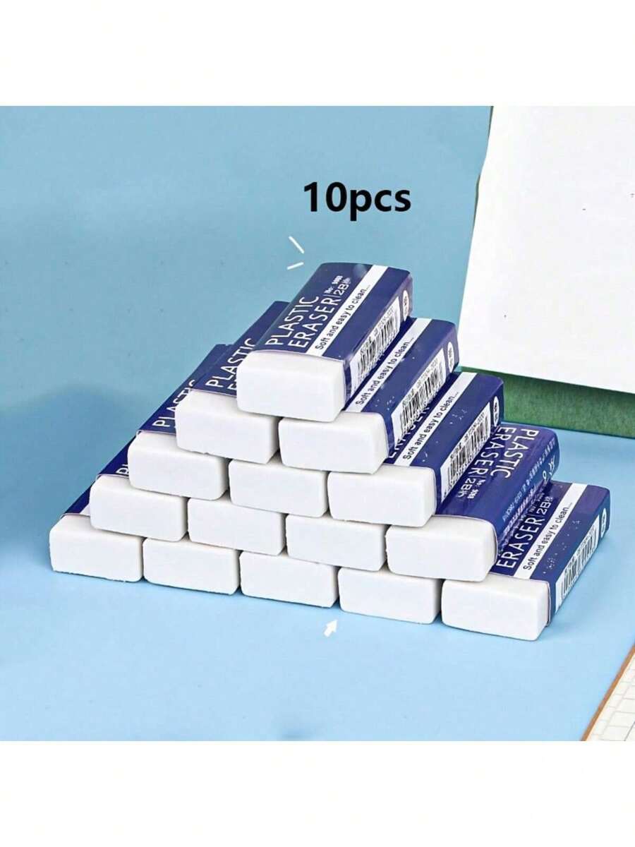 10-Piece Mini Long Strip Erasers, Tpr Material - Assorted Colors School ...