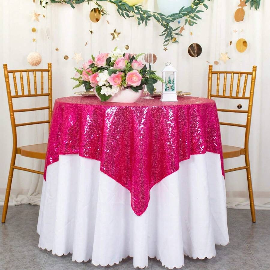 36x36 Inch Hot Sequin Table Overlay – Square Sequin Tablecloth/Linen ...