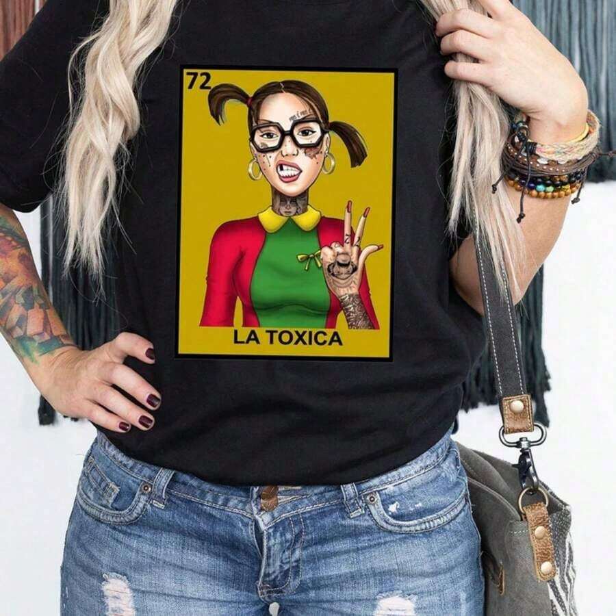 La Toxica Chilindrina T-Shirt-Mexican Latina Loteria Card, La Tóxica El ...