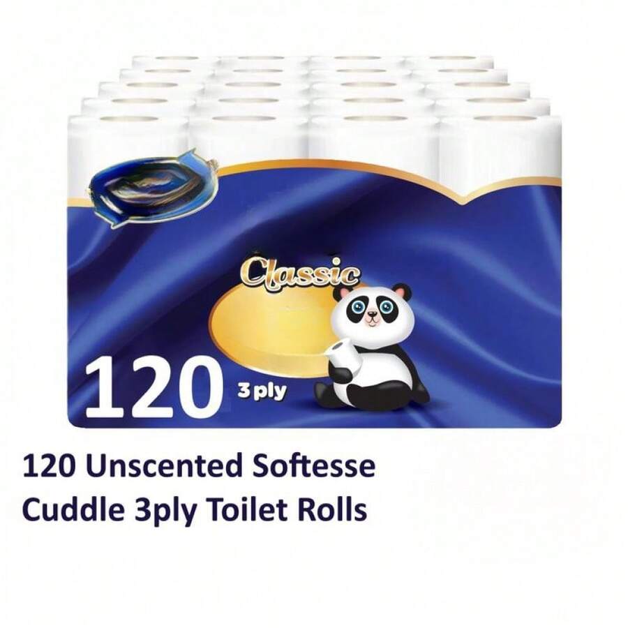 120 Softesse Cuddle Unscented Soft Quilted Toilet Rolls - 3 Ply Toilet ...