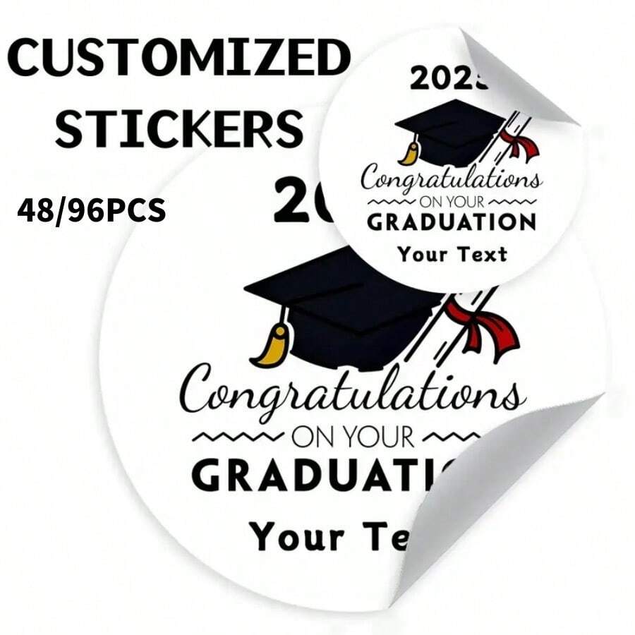 48/96Pcs Customized Personalized Stickers For The 2025 Graduation ...